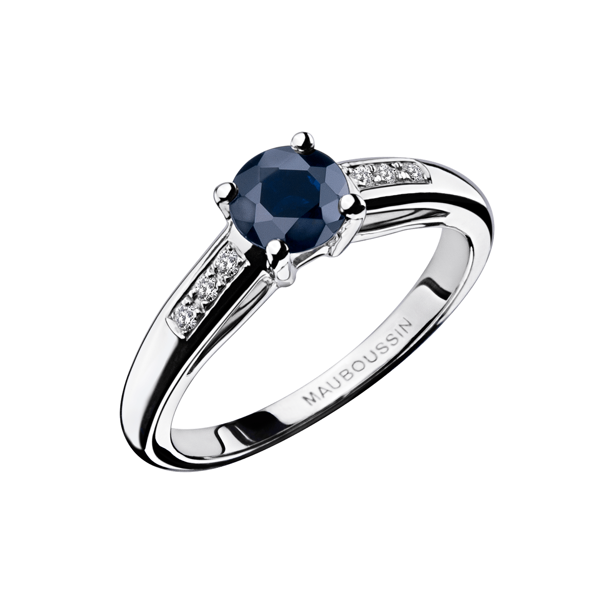 Bague Grand Mot Damour Or Blanc Saphir Et Diamants Mauboussin